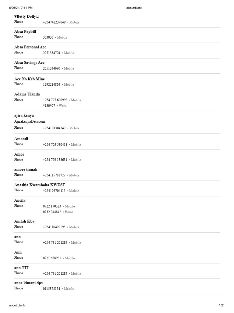 Contacts Aurelia | PDF