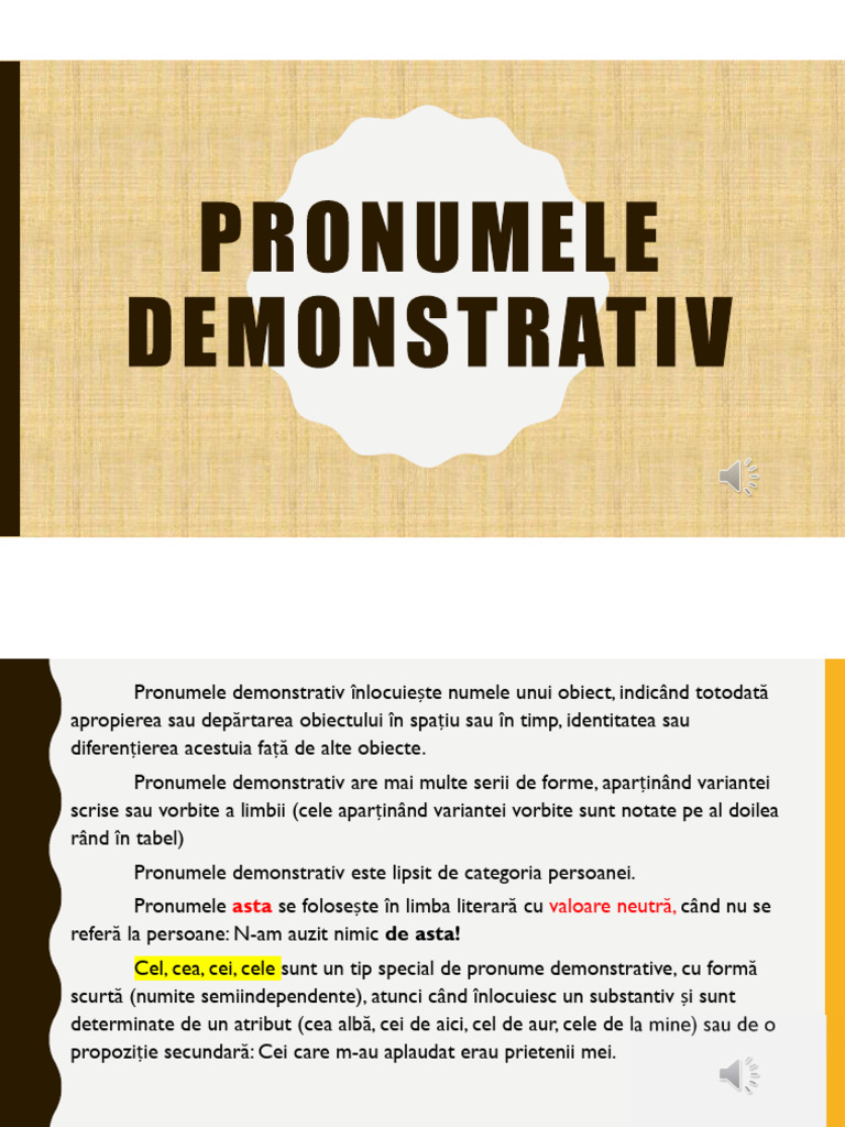 Pronumele Demonstrativ | PDF