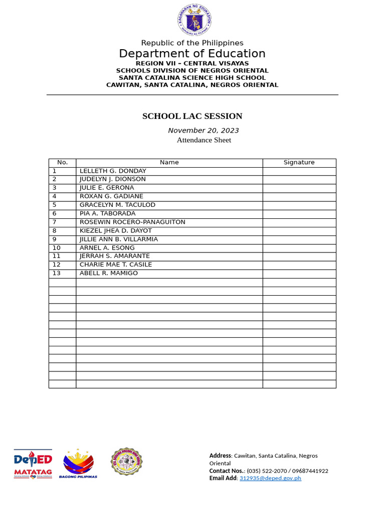 Attendance - Slac | PDF