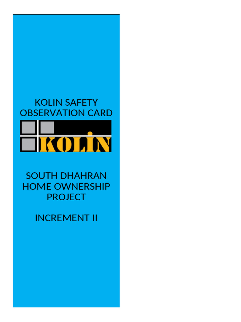 Safety Observation Card | PDF