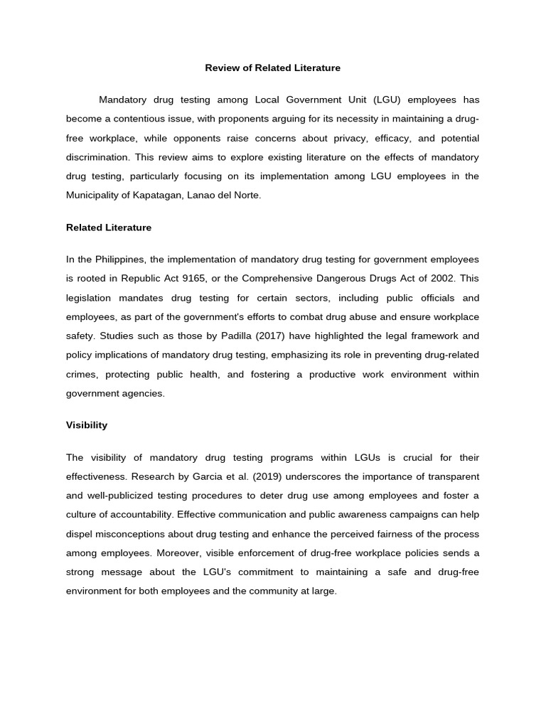 Mandatory Drug Testing in LGUs: A Review | PDF | Drug Test | Policy