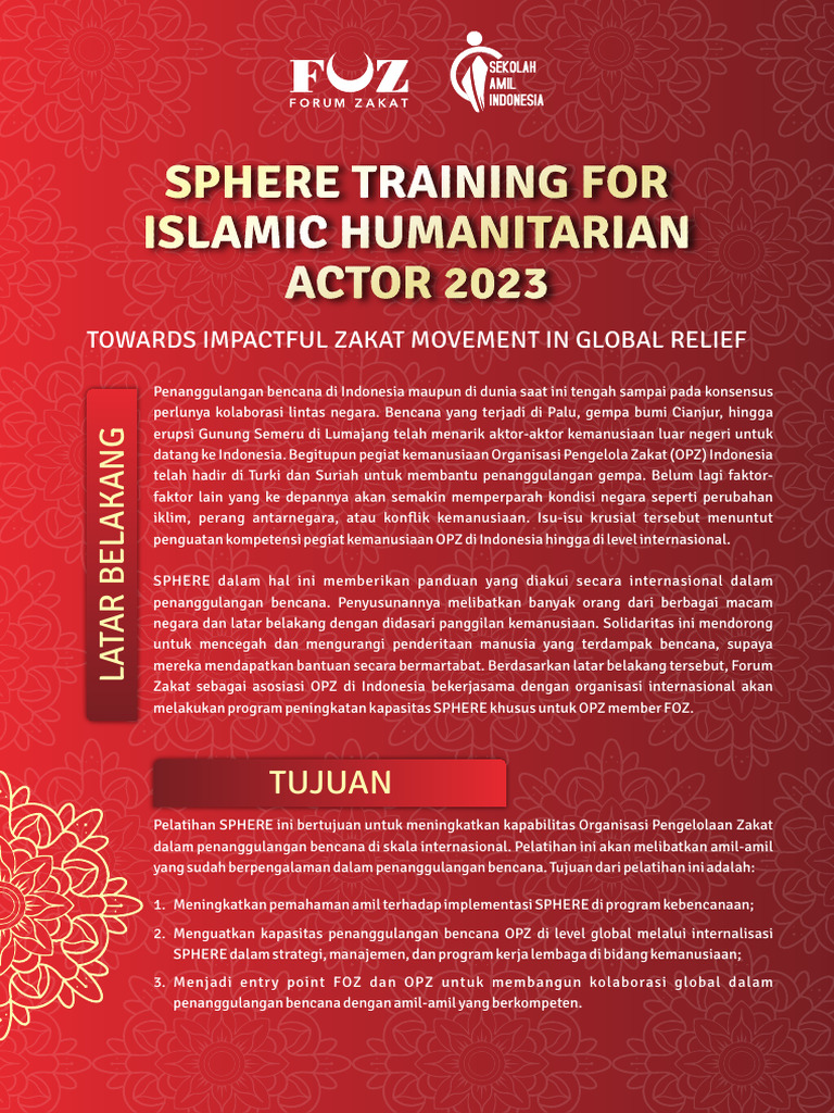 Sphere Training For Islamic Humanitarian Actor 2023 | PDF