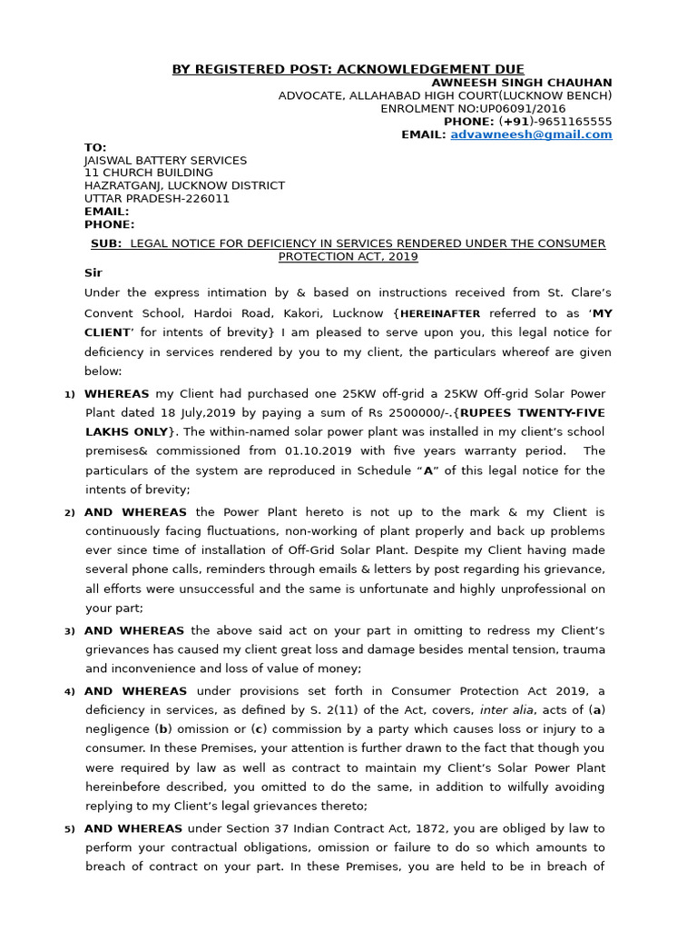 Chauhan Legal Notice | PDF