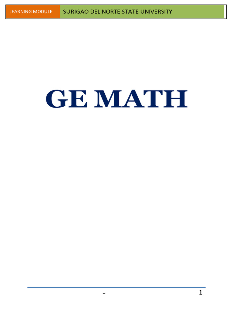 GE MathBSA Learning Module1 | PDF
