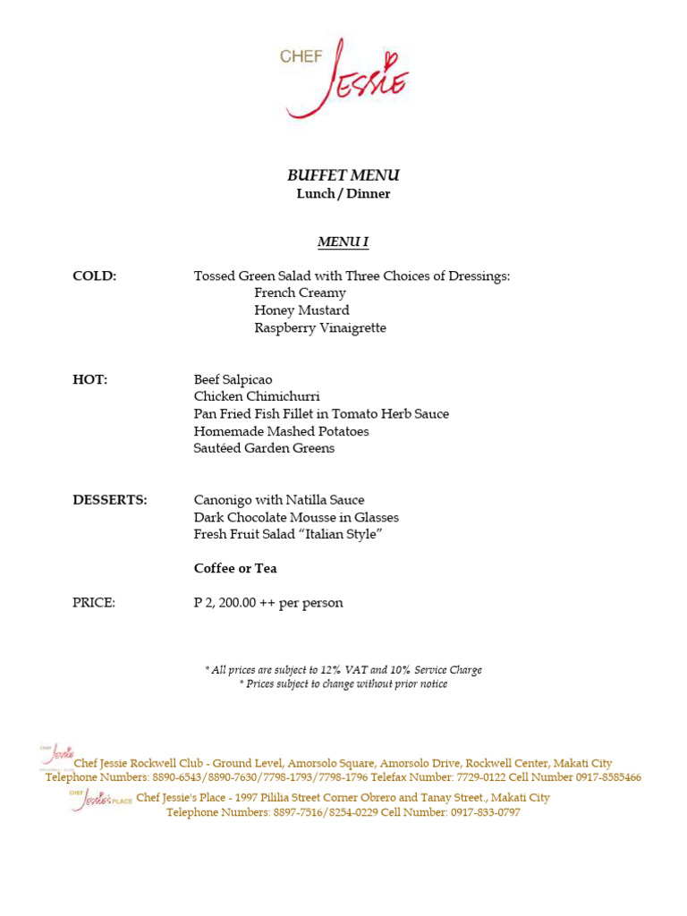 CHEFJESSIE. Buffet Restaurant (Updated) | PDF