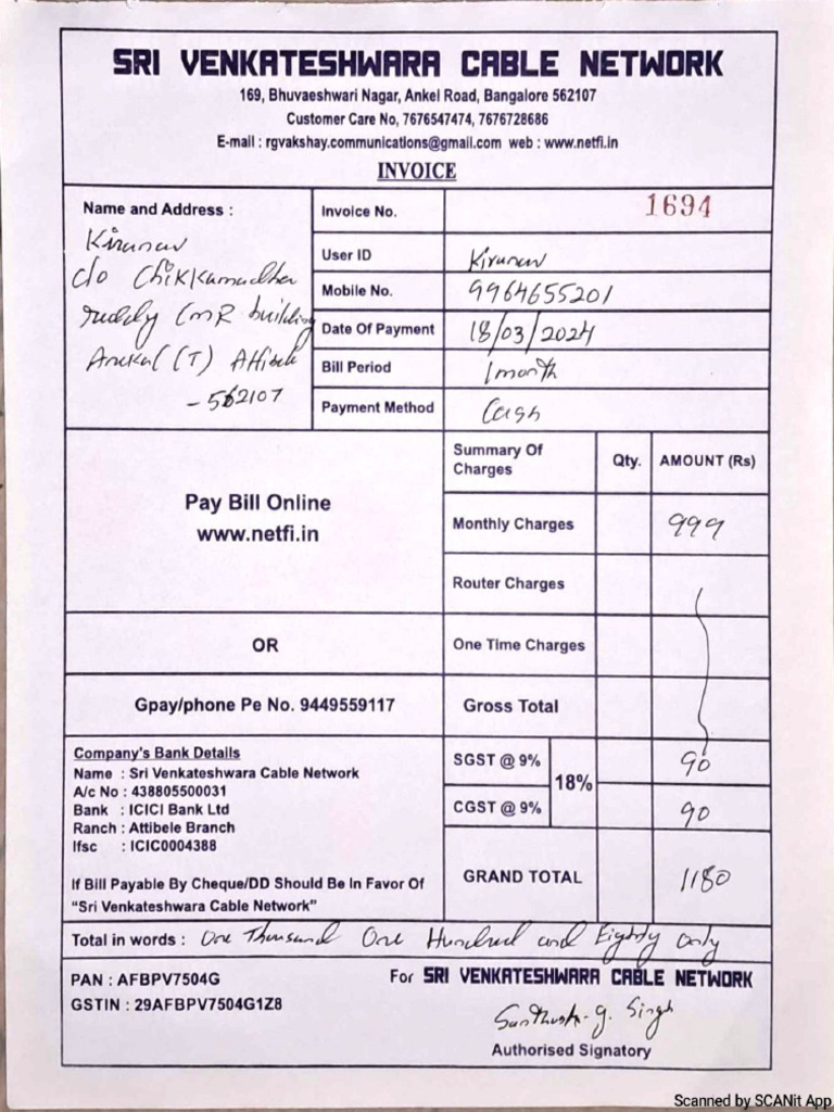 March Month Internet Bill | PDF