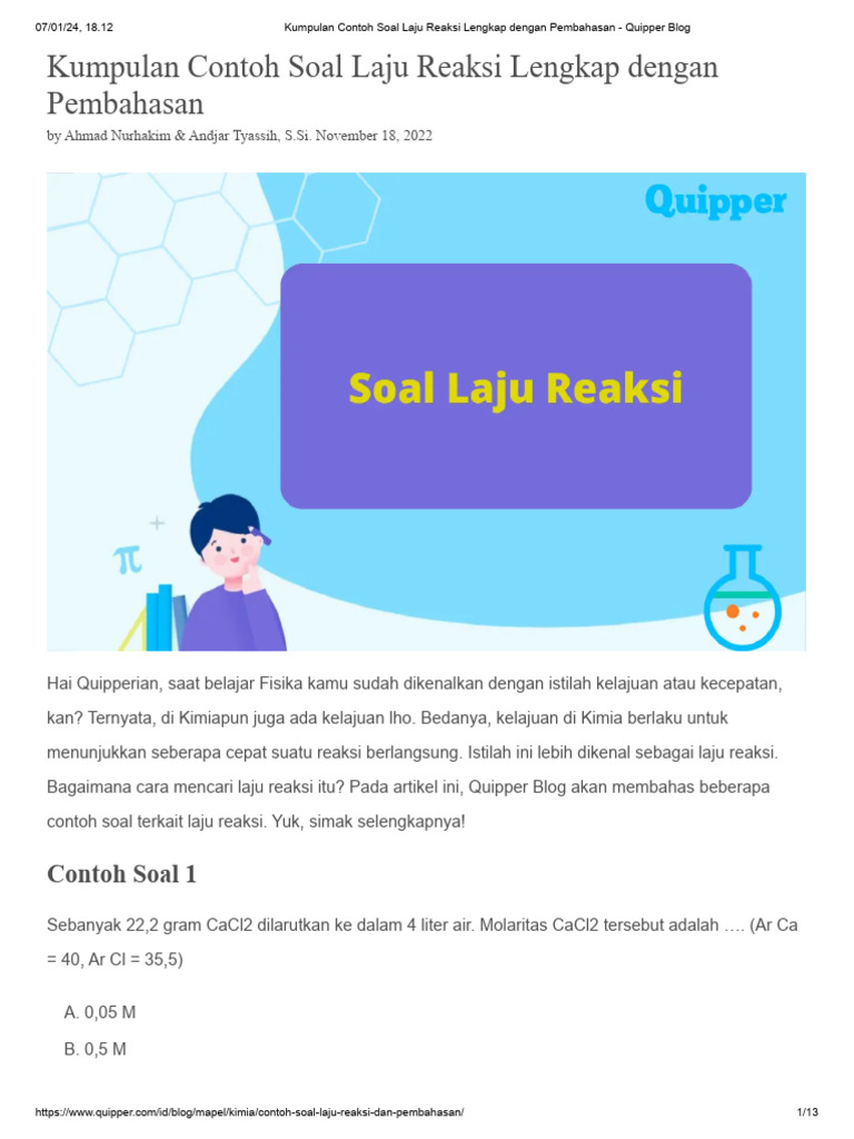 Contoh Soal Laju Reaksi | PDF