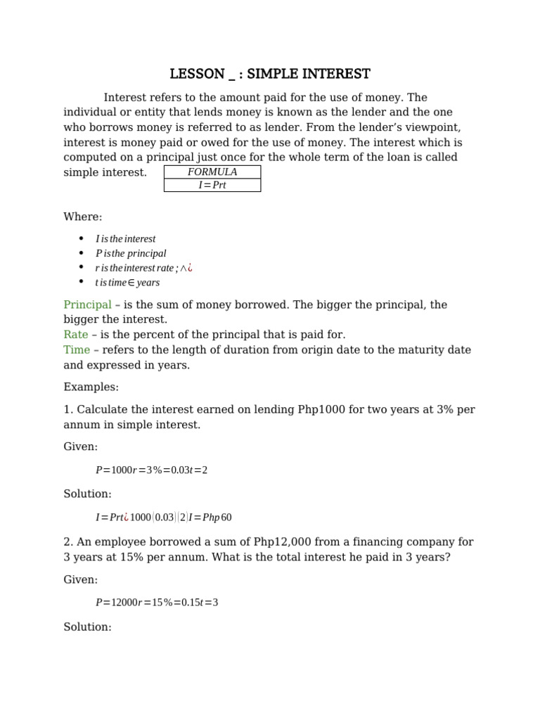 Simple Interest | PDF