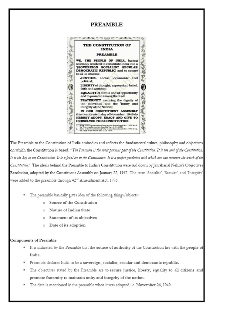 U1 Preamble Fundamental Rights | PDF