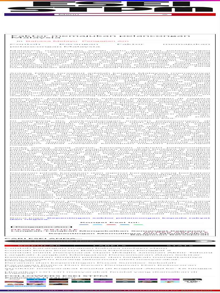 Faktor Memajukan Pelancongan Malaysia - Esei STPM | PDF
