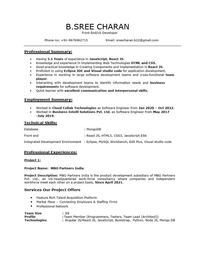 Sree Charan Resume 5.1 Yr Exp | PDF | Integrated Development ...