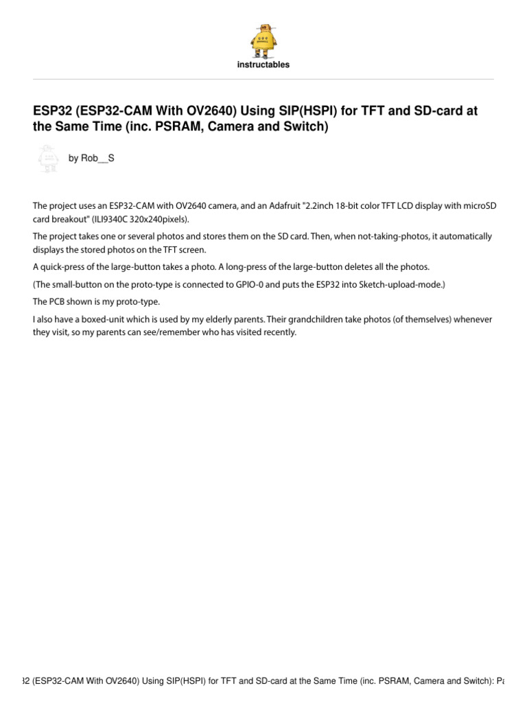 ESP32 ESP32 CAM With OV2640 Using SIPHSPI For TFT | PDF | Computer ...