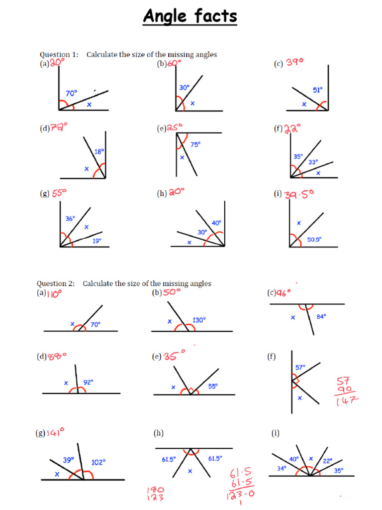 Angle Facts - Worksheet | PDF