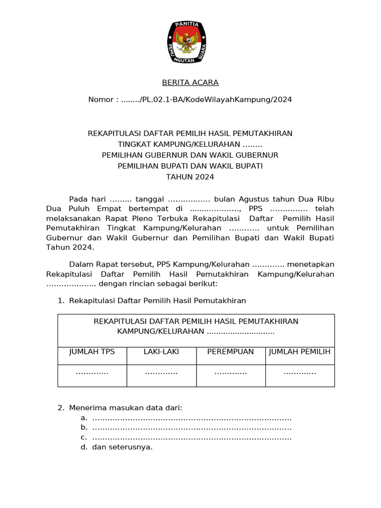 05 Berita Acara DPHP PPS | PDF
