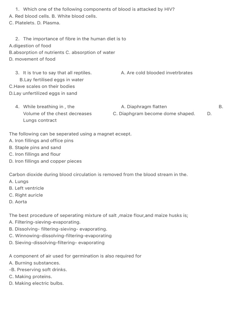 Blood Components and Biological Processes Quiz | PDF | Blood | Artery