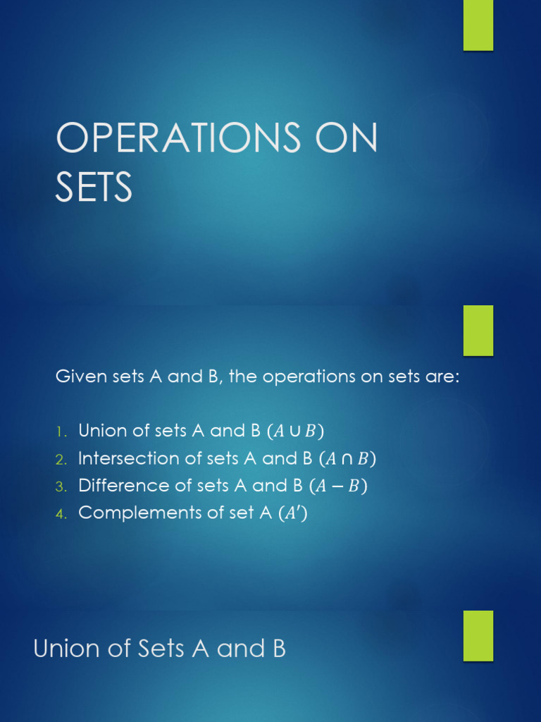 4.) Operations On Sets | PDF