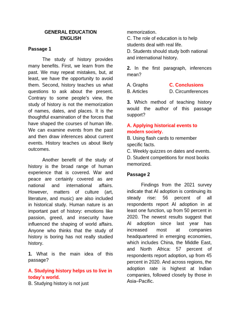 GENERAL EDUCATION (English) | PDF