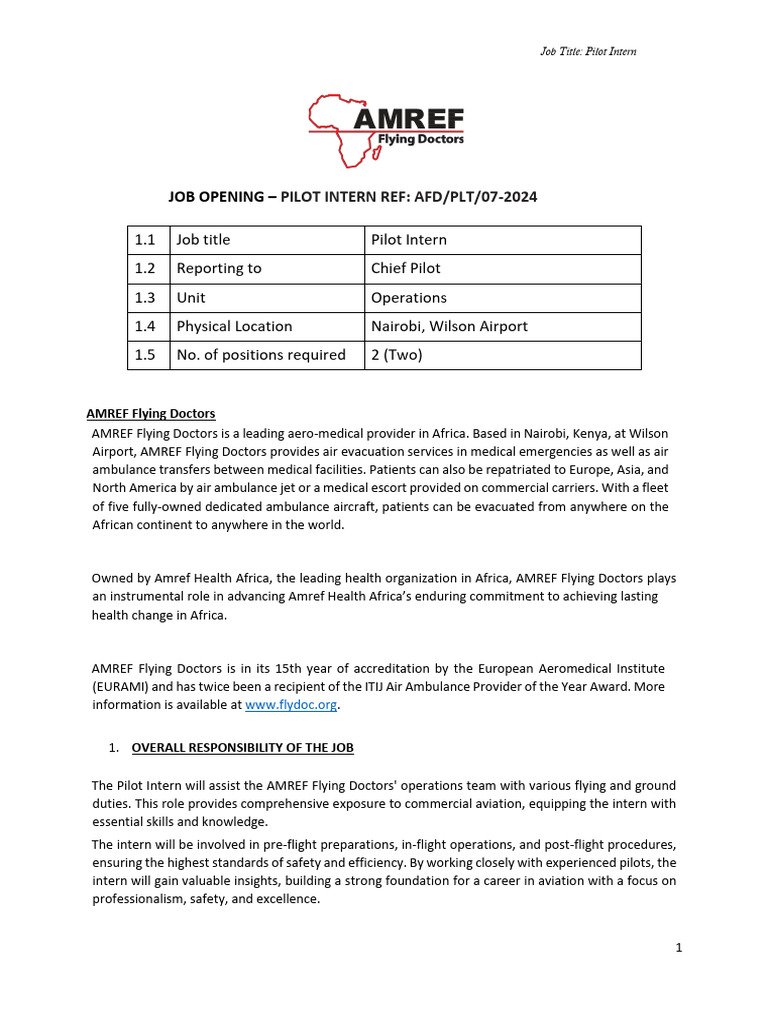 Job Opening Pilot Intern | PDF