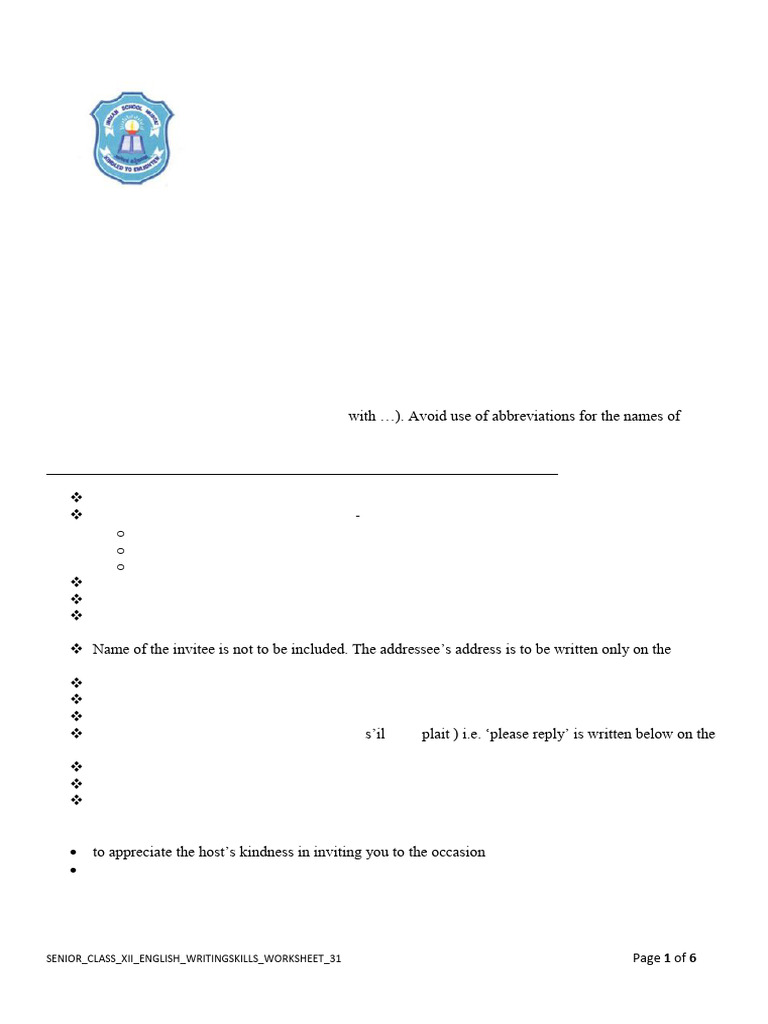 Class Xii English Writingskills Worksheet 31 | PDF