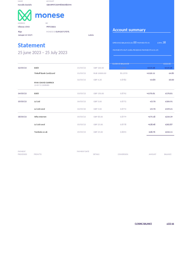 Monese Tatement | PDF | Financial Services | Banking