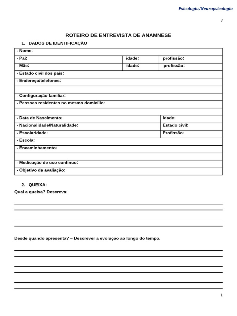 Anamnese Consultório | PDF | Gravidez | Autoajuda