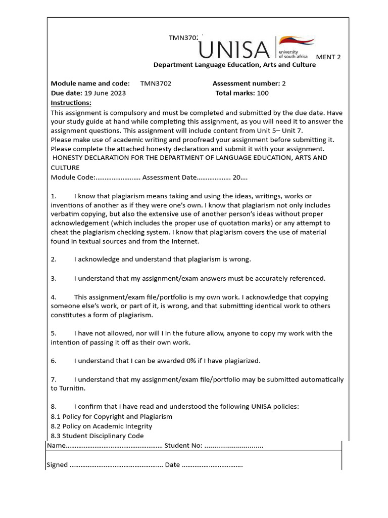 TMN3701 Assignment 2 | PDF TMN3701 Assignment 2 | PDF