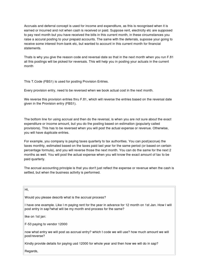 Accruals and Deferral Concept Is Used For Income and Expenditure ...