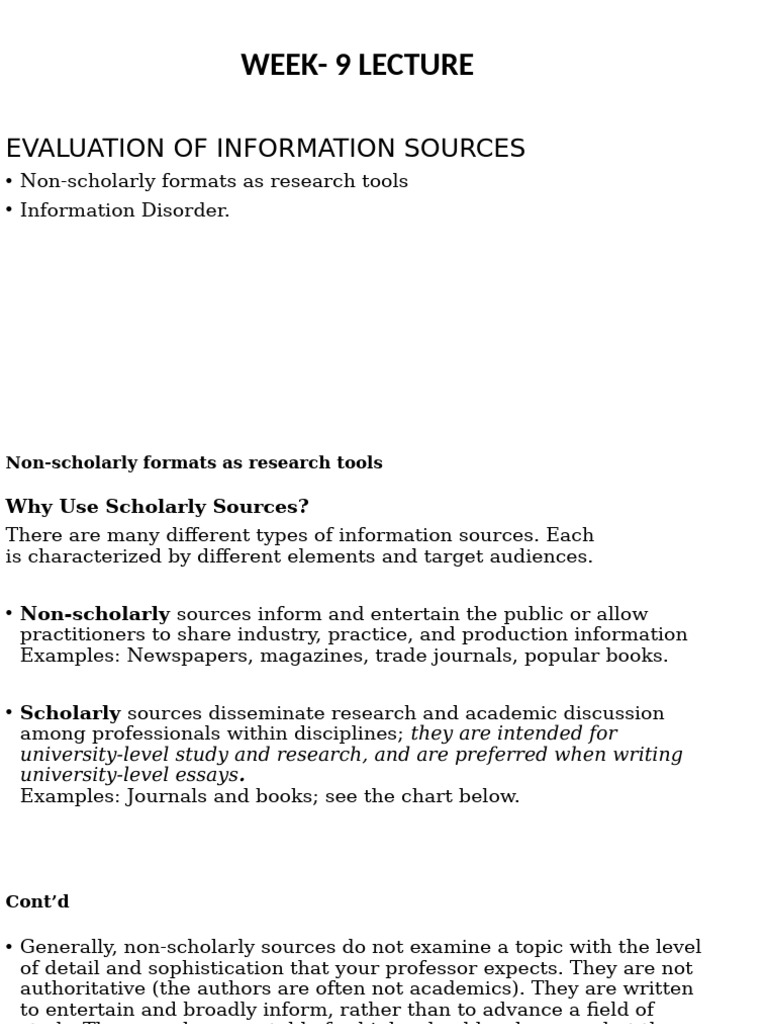 Evaluation of Information Sorces | PDF