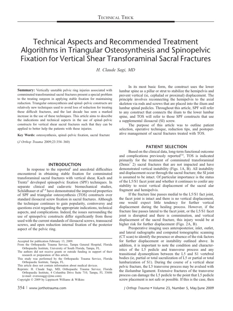 Technical Aspects and Recommended Treatment Algorithms in Triangular ...