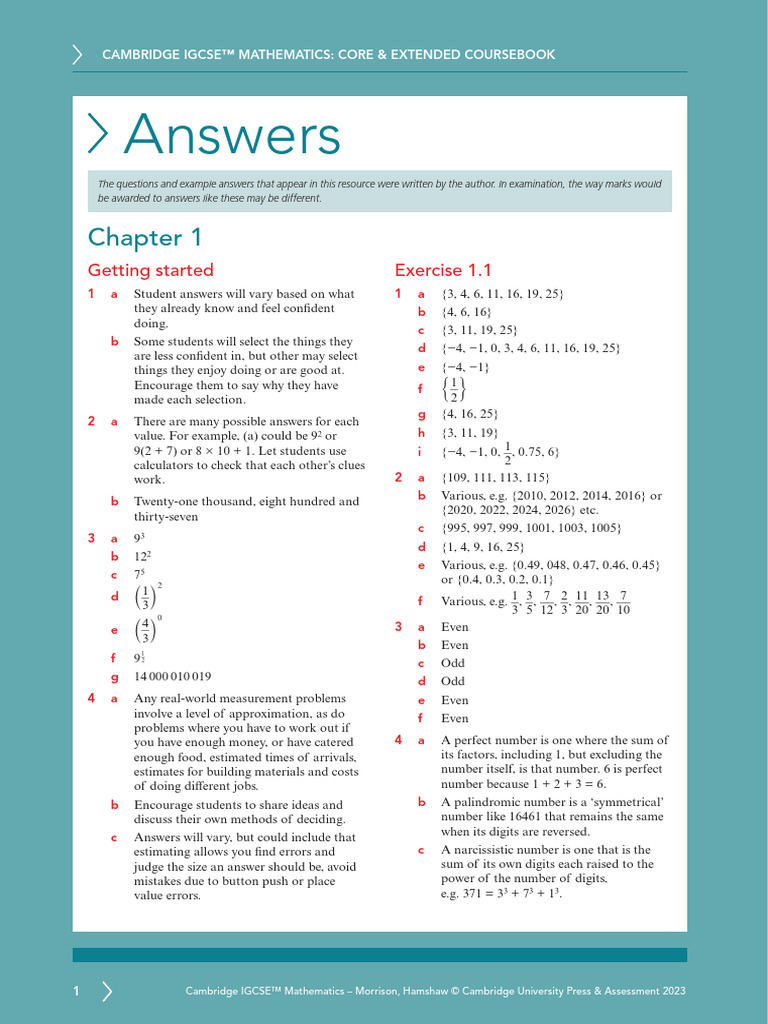Igcse Maths 3ed Coursebook Answers PDF | PDF