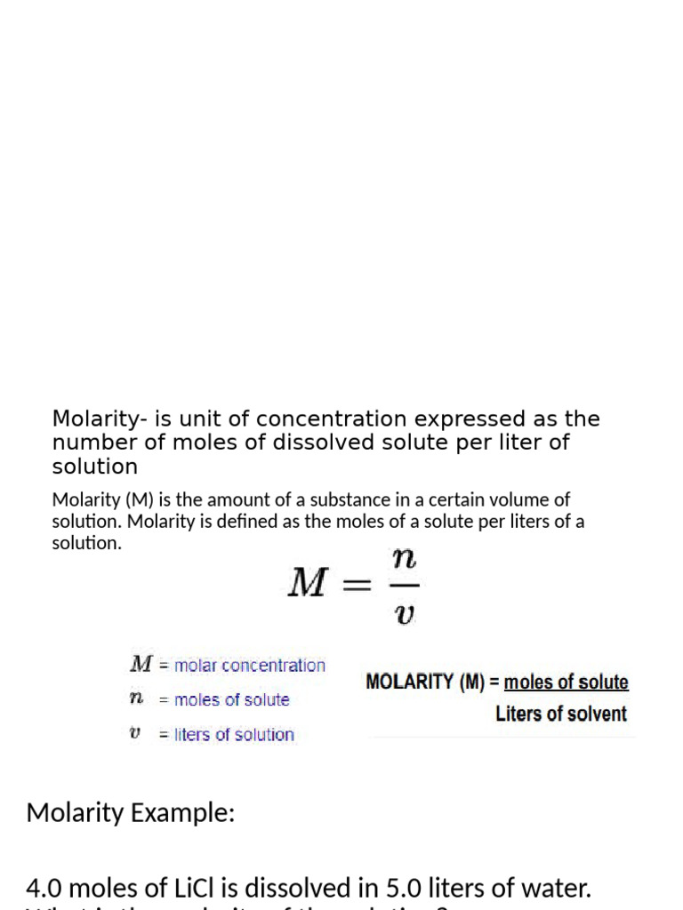 Molarity and Molality Presentation | PDF