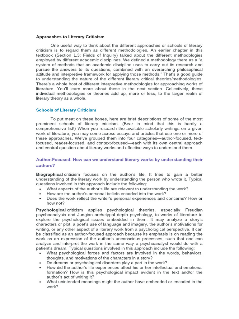 Literary Approaches | PDF