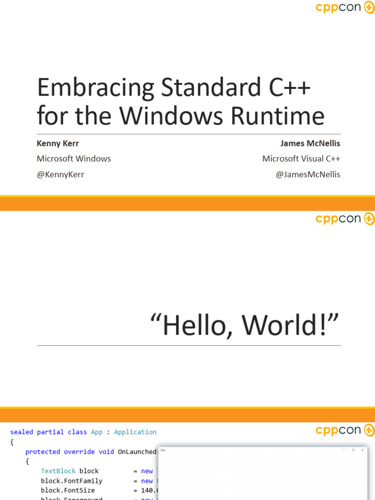 Embracing Standard C For The Windows Runtime Kenny Kerr And James Mcnellis Cppcon 2016 Pdf 9628