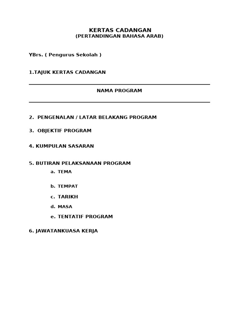 TEMPLATE KERTAS KERJA | PDF