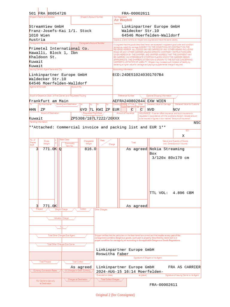 House Awb Consignee FRA-00002611 | PDF