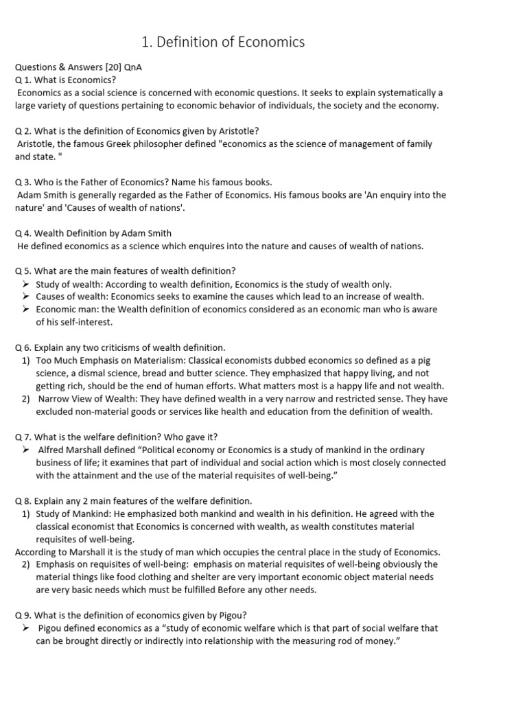 Definition of Economics | PDF