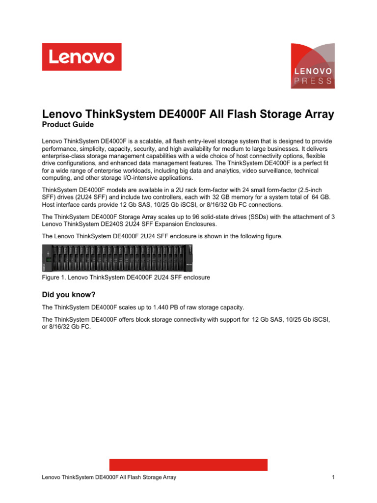 Lenovo ThinkSystem DE4000F All - PG | PDF
