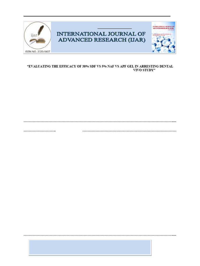 Efficacy of SDF vs NaF vs APF in Caries Treatment | PDF | Dentistry | Mouth