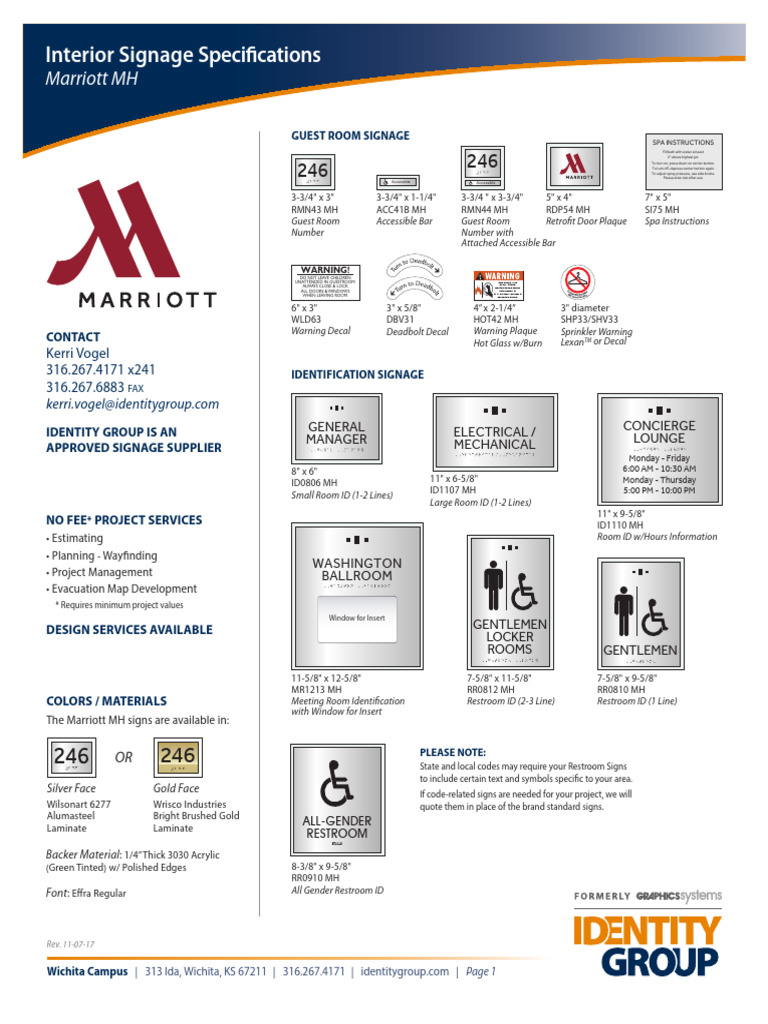 Marriott Interior Signage Specifications | PDF