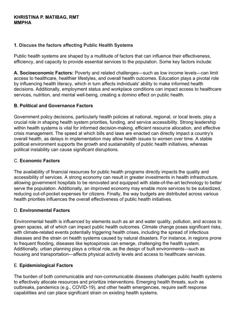 Public Health Systems_Assignment 1_pdf | PDF