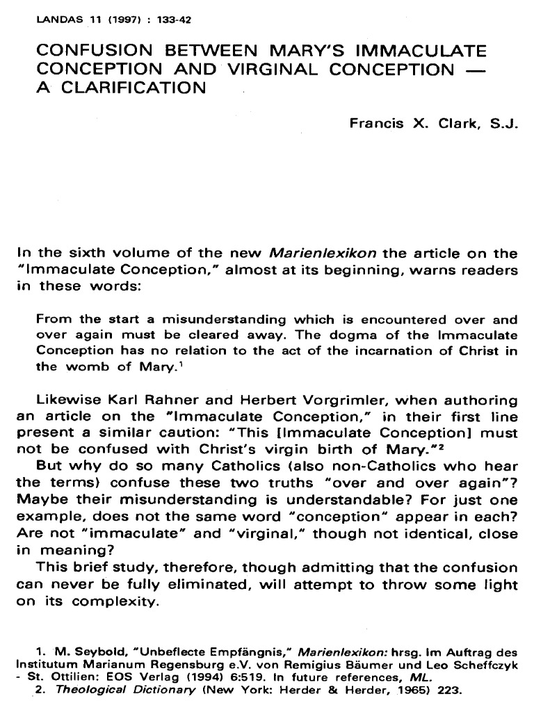 Confusion Between Marys Immaculate Conception and Virginal Conception ...