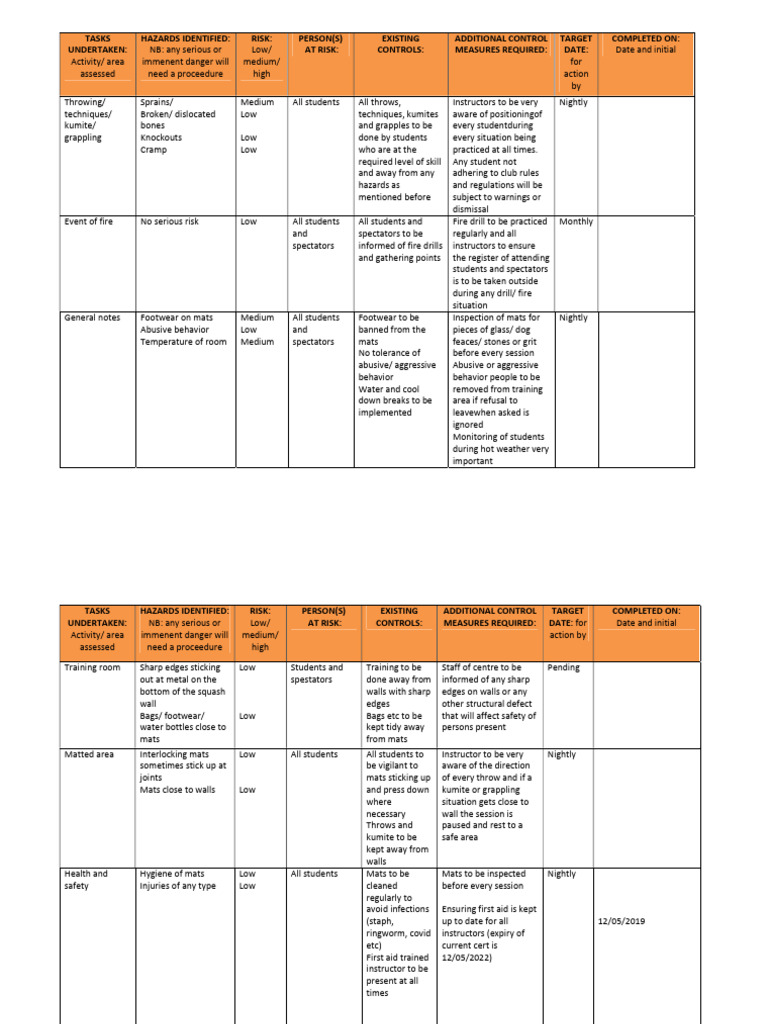 Risk Assessment pg1 | PDF