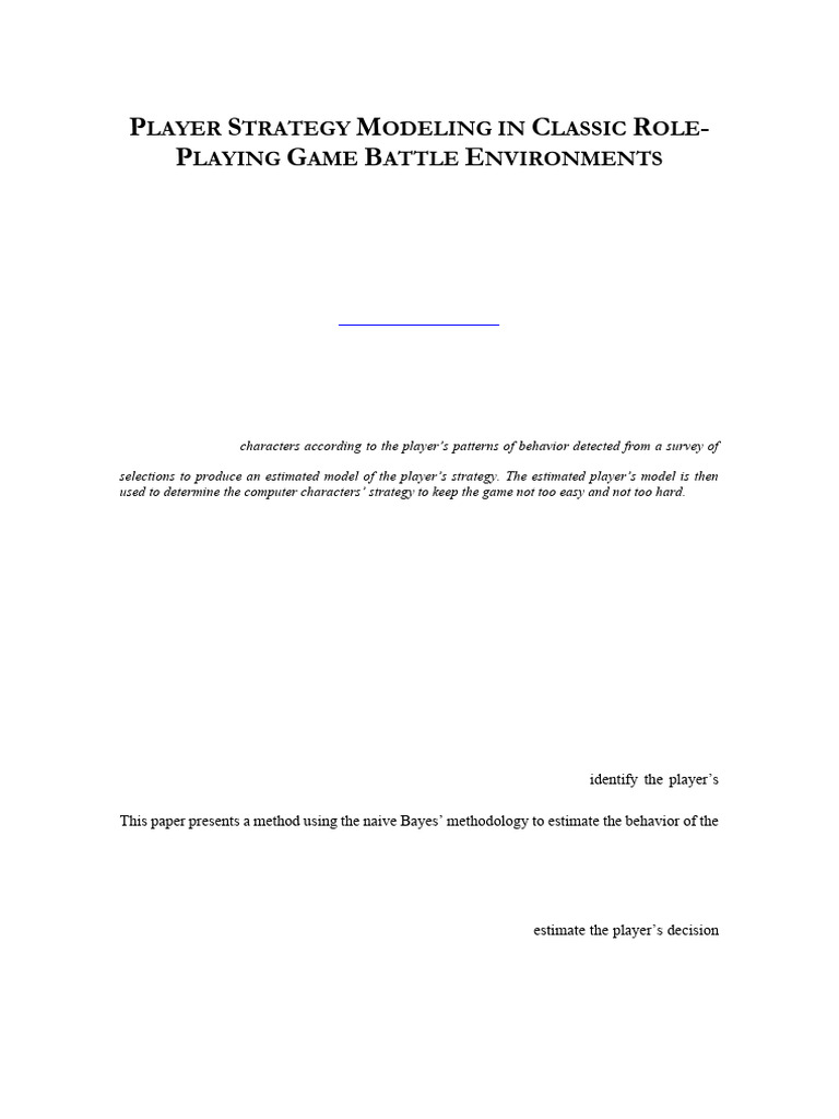 Player Strategy Modeling In Classic Roleplaying Game Battle