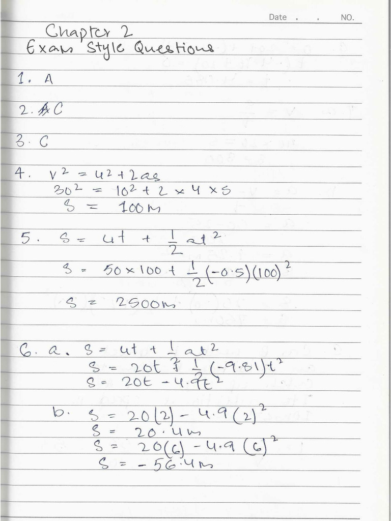 Exam Style Questions Chapter 2 | PDF