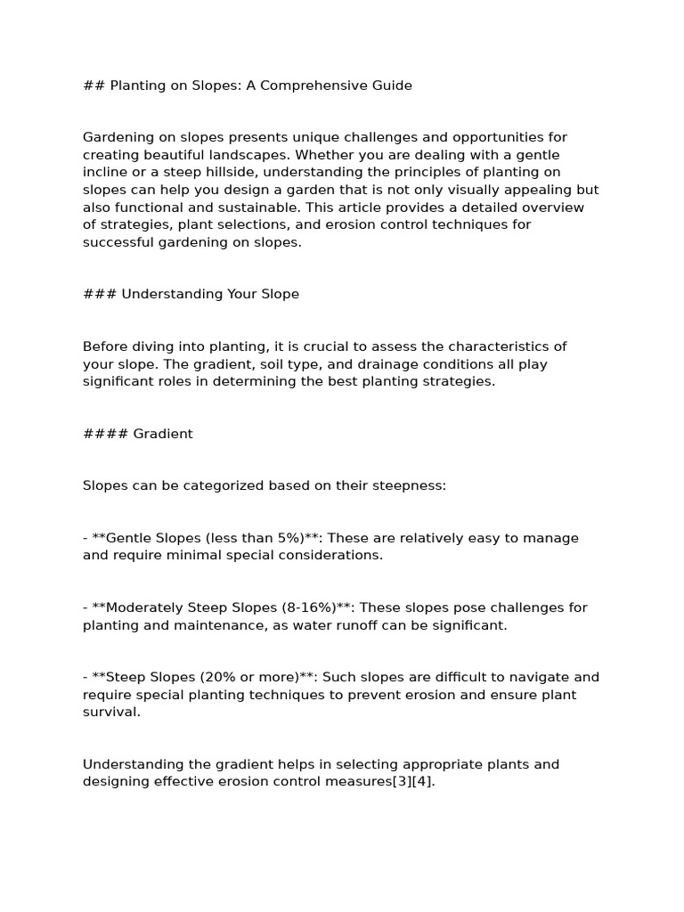 Planting On Slopes - A Comprehensive Guide | PDF