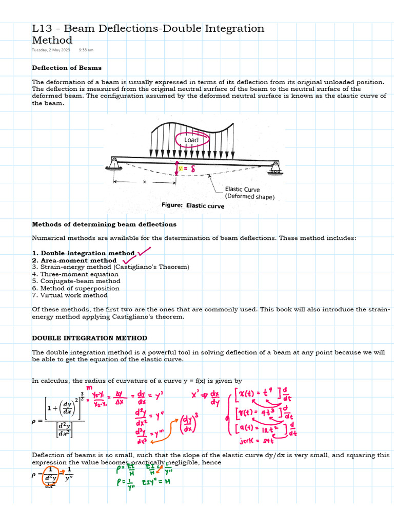 L13 - Beam Deflections-Double Integration Method | PDF