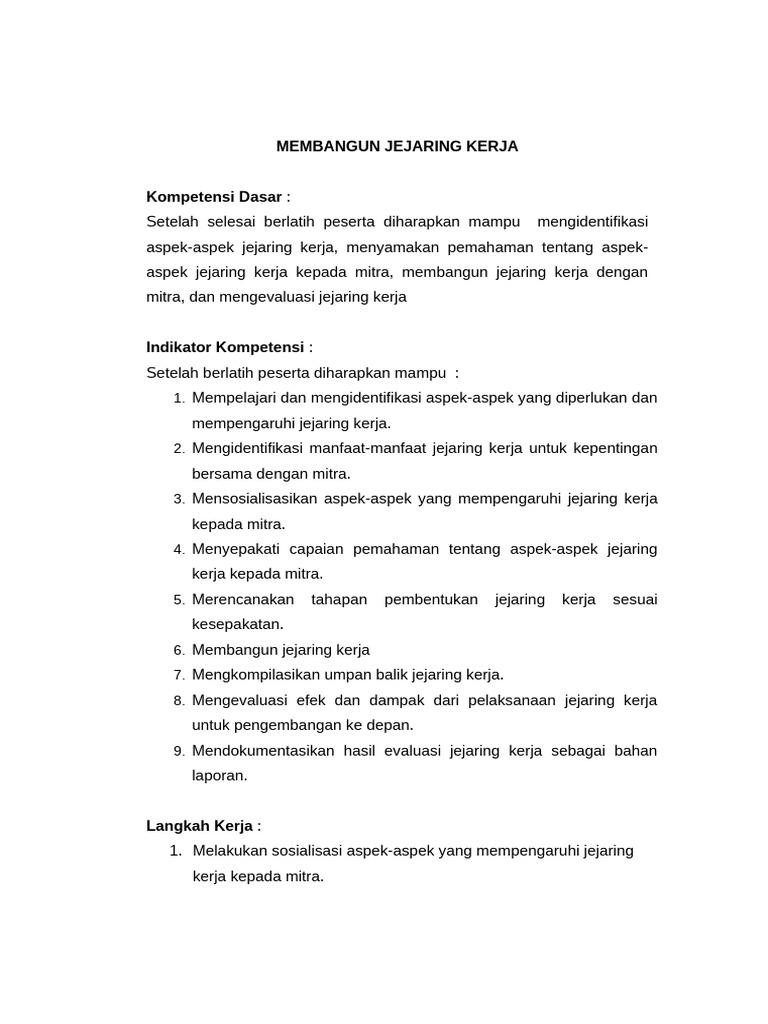 Membangun Jejaring Kerja | PDF