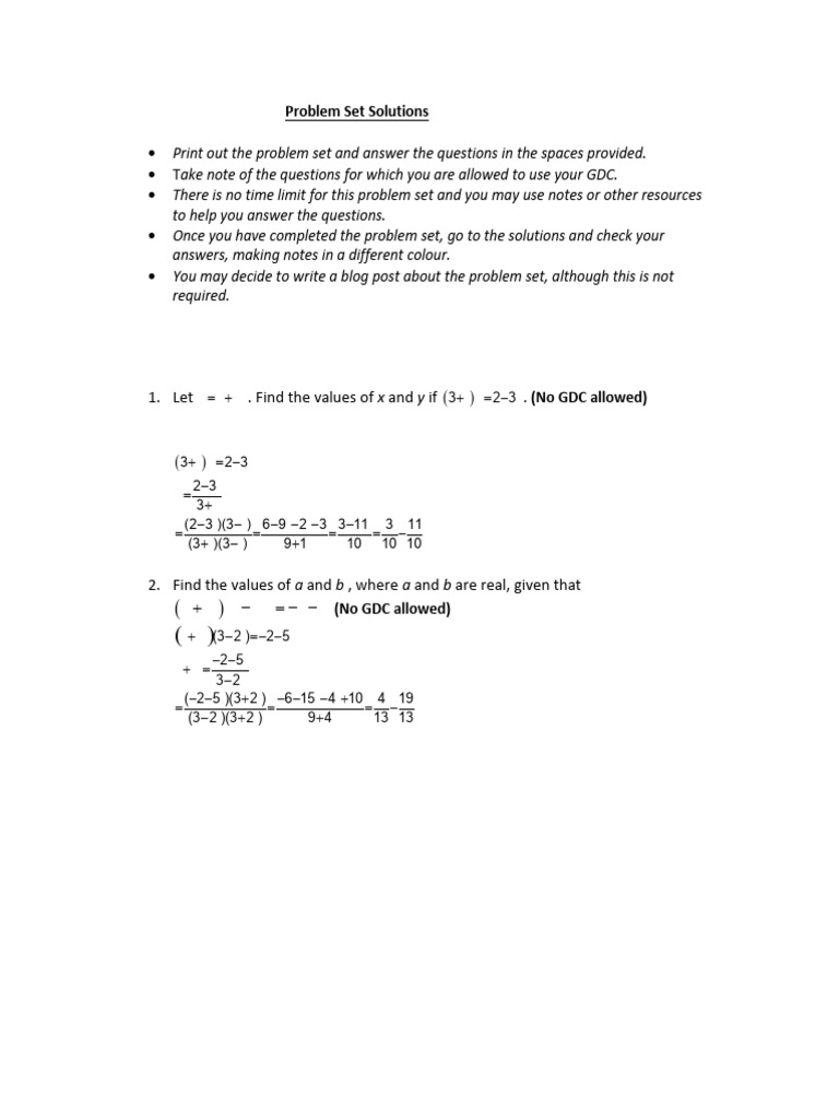 Argand Diagram Problem Set Solutions | PDF