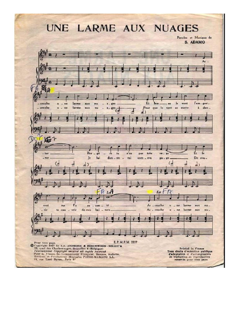 Salvatore Adamo - Une Larme Aux Nuages | PDF