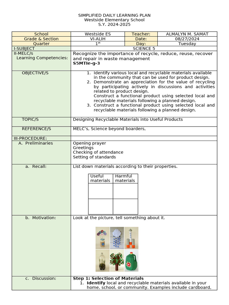 SDLP-W5-Science 5 | PDF